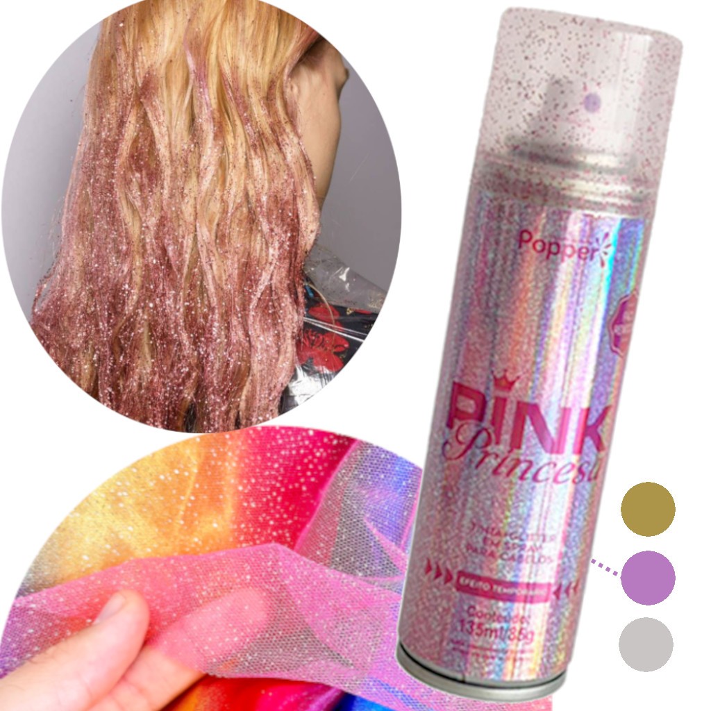 Spray De Glitter Cabelo e Corpo Popper 135ml | Shopee Brasil