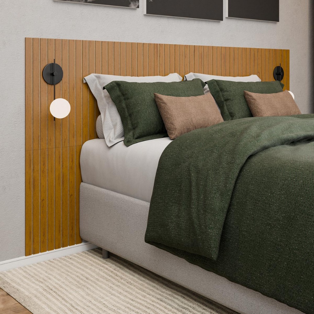 Cabeceira Ripado 247x105 Autoadesiva em MDF 6mm Para Cama Casal, Queen ...