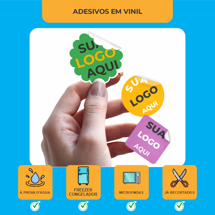 400 Etiquetas Adesivas Personalizadas 4x4cm - Adesivos Personalizados Em Vinil Com Recorte ...