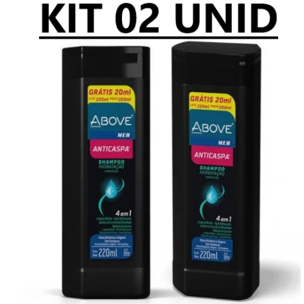 KIT 02 Shampoo Anticaspa Above Men Frasco Leve 220ml Pague 200ml ...