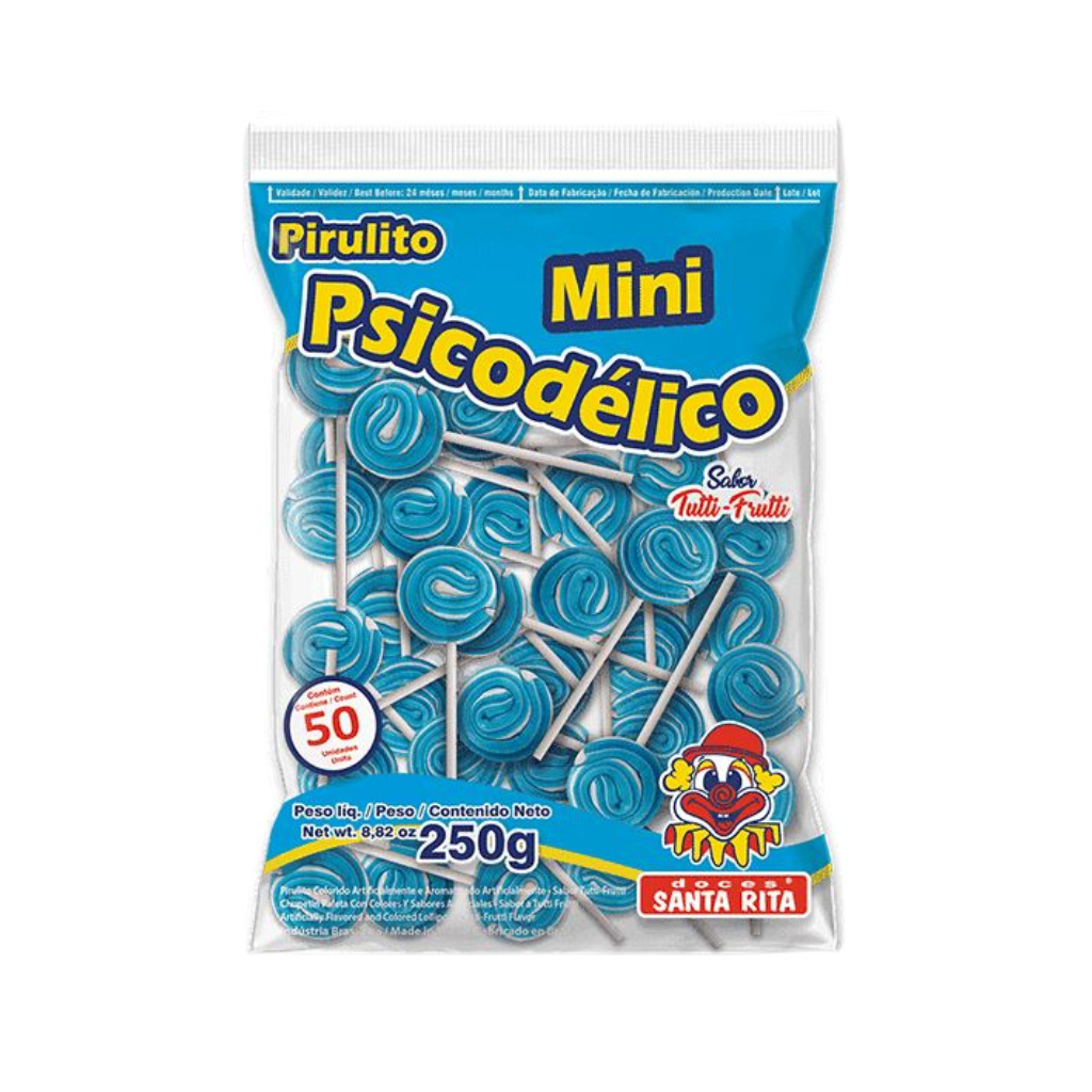 Mini Pirulito Psicodélico Azul 50 unidades -Santa Rita Pirulito Chaves ...