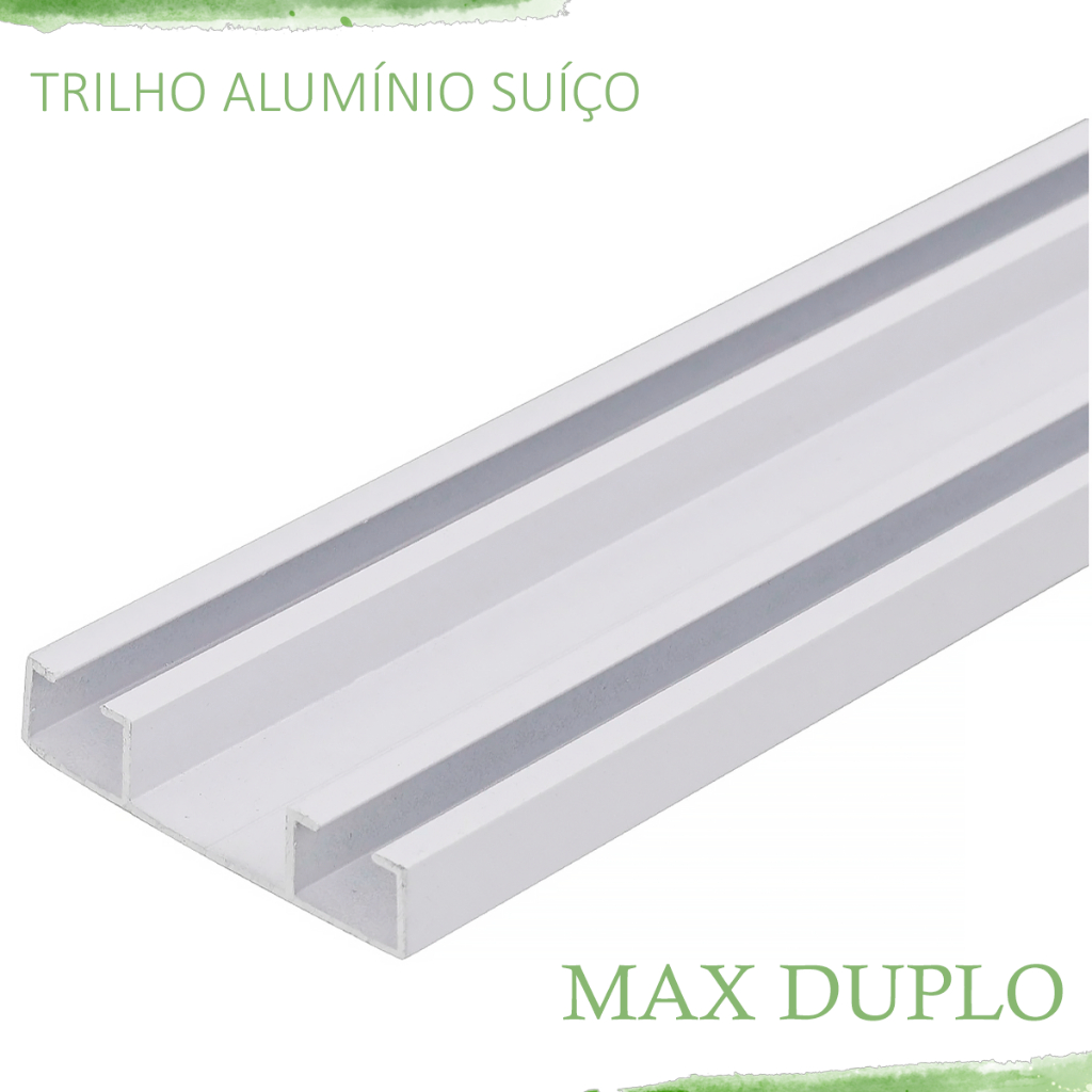 Trilho Alumínio Suíço Max Duplo Para Cortina Branco Cortineiro Varão 1 ...