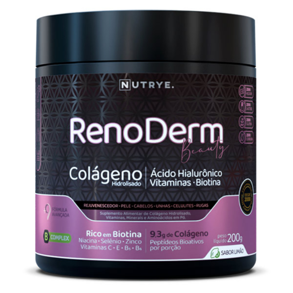 RenoDerm Beauty Colágeno Hidrolisado com Ácido Hialurônico Biotina e ...