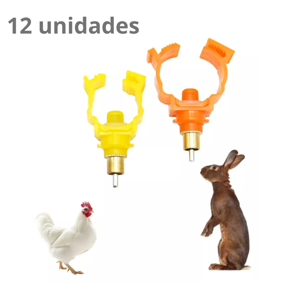 Kit 12 Bebedouros Niples Aves Galinhas Coelhos E Roedores Em Geral | Shopee Brasil
