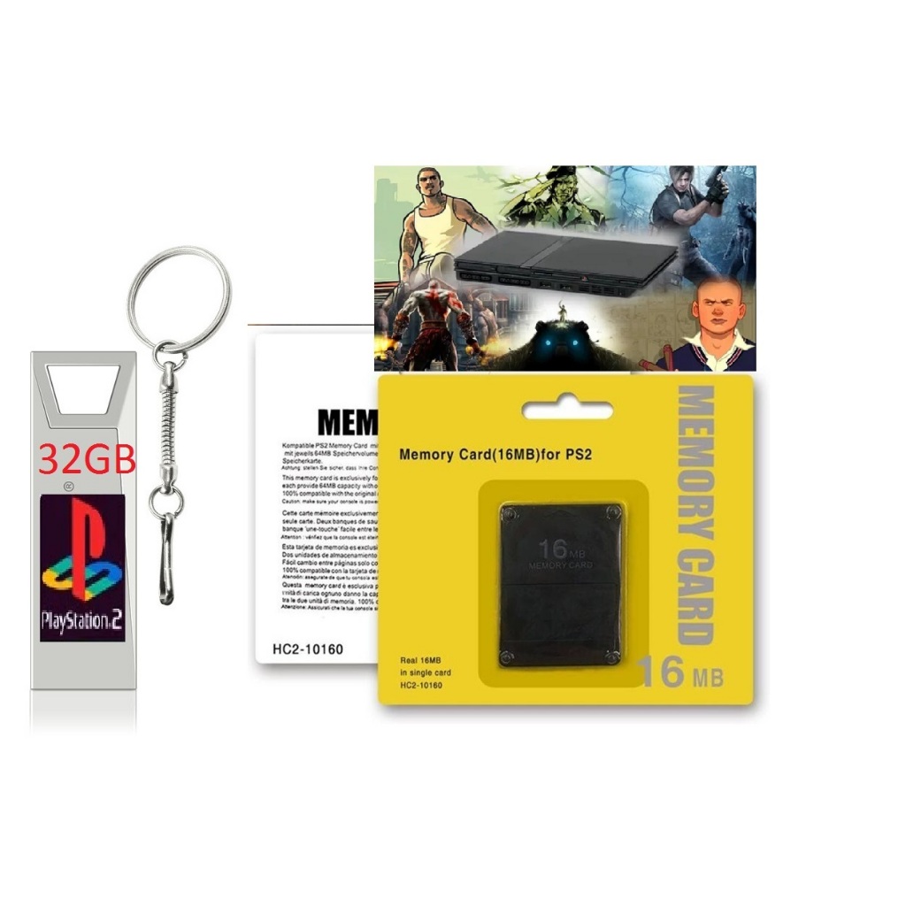 Kit Ps2 Memory Card 16mb + Pendrive 32gb Para Ps2 Matrix | Shopee Brasil