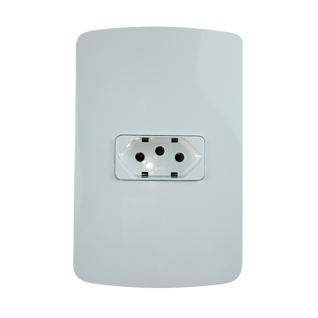 kit 5 Unidades Tomadas Simples parede Conjunto 4x2 c/ 1 Tomada 2P+T 10A ...