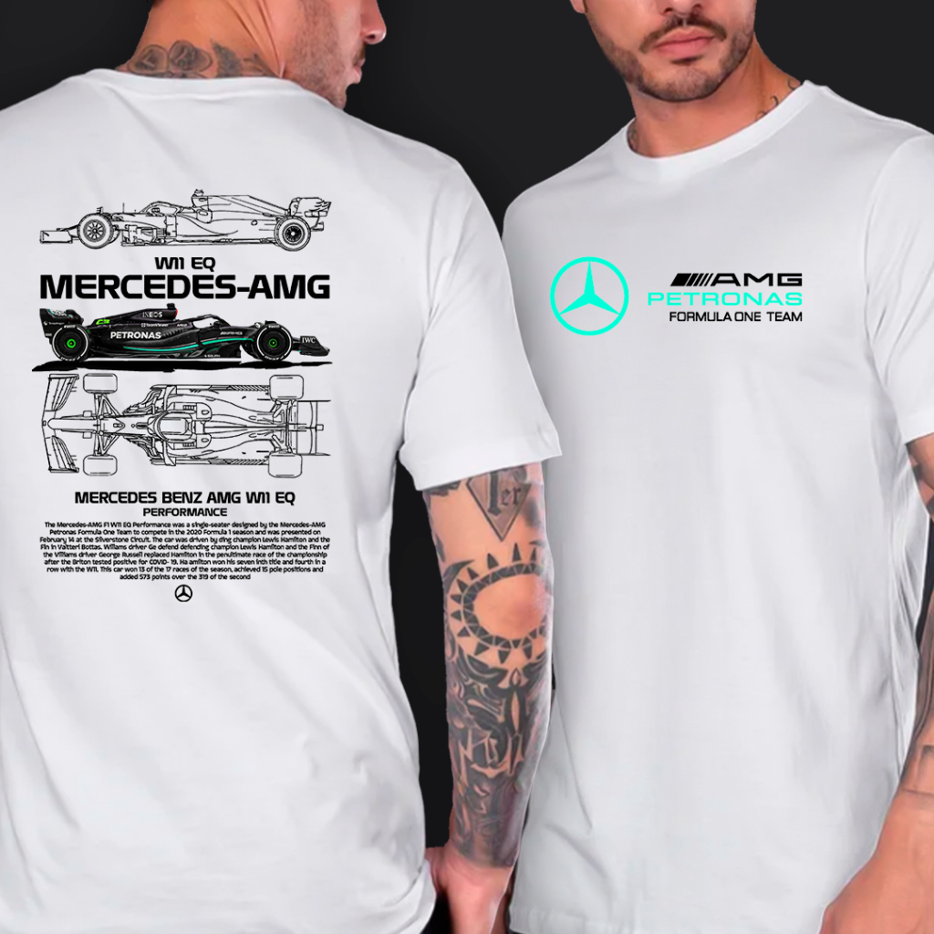 Camiseta Mercedes Fórmula 1 Lewis Hamilton Automobilismo AMG W11 100% Algodão | Shopee Brasil