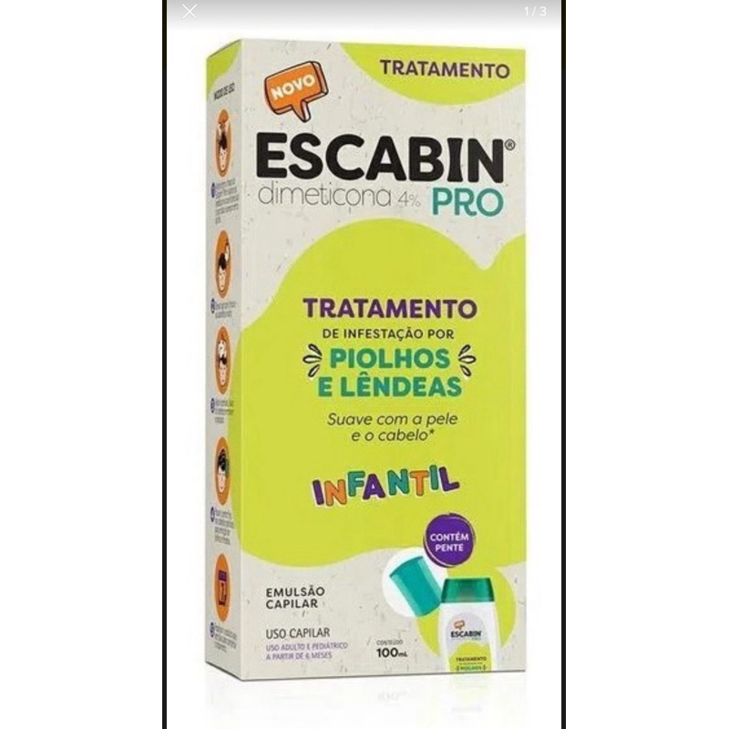 Escabin Pro Infantil Tratamento Piolhos E Lêndeas 100ml | Shopee Brasil