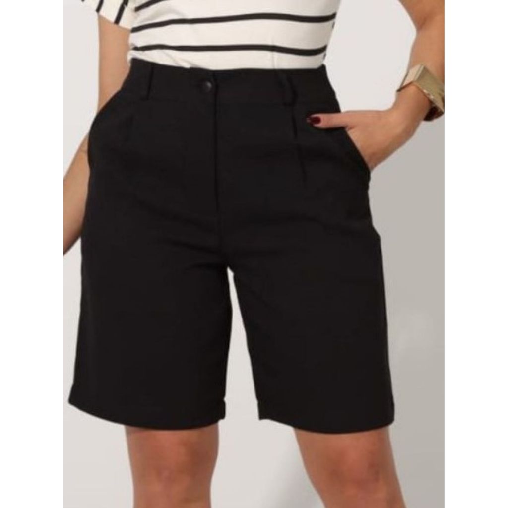 Bermuda Plus Size Feminina Alfaiataria Linho Rústico Elegante G2 ...