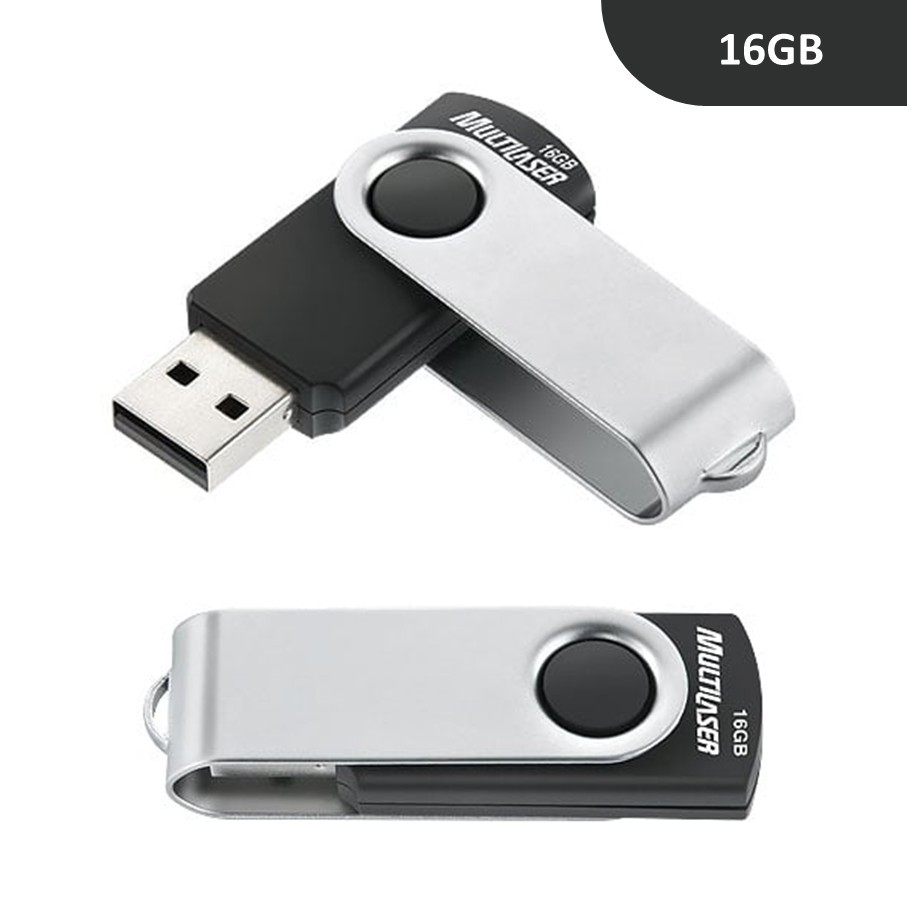 Pen Drive Multilaser 16Gb Twist Original Preto e Prata USB 2.0 | Shopee ...