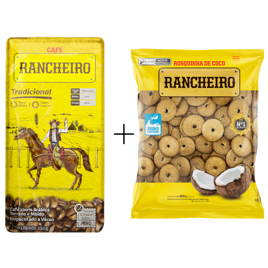 Kit Biscoito Rosquinha de coco Vegana - Sem Lactose - Rancheiro + Café Rancheiro vácuo 250g ...