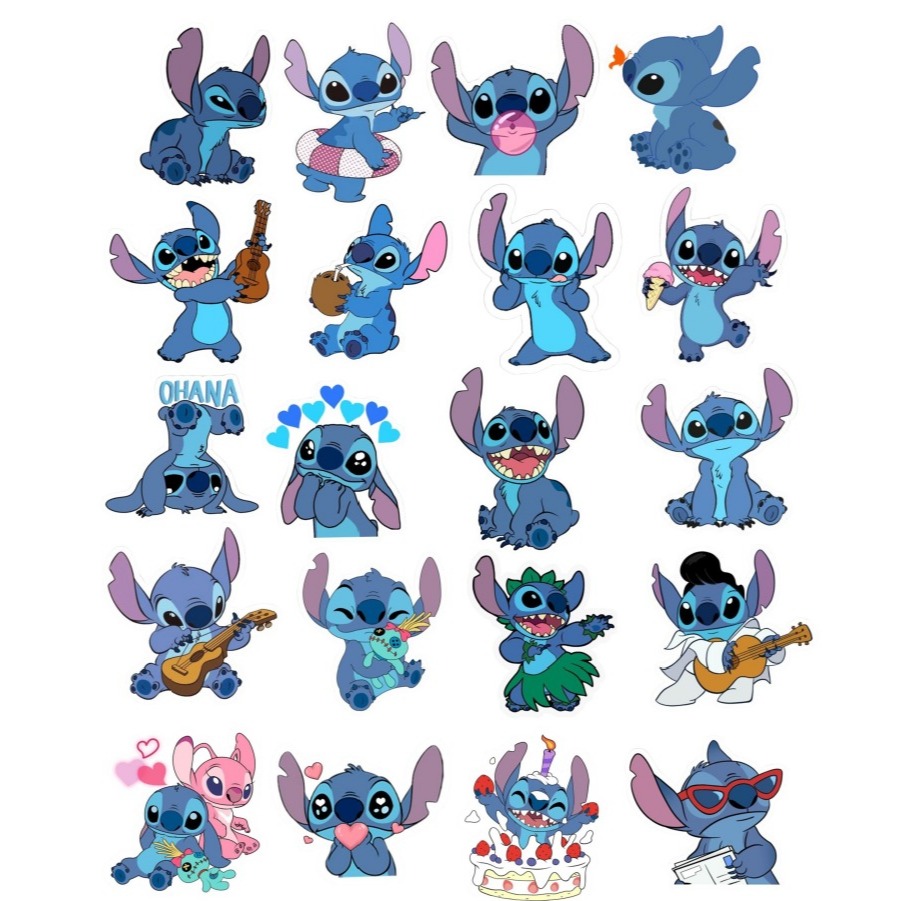 Adesivos Stitch 20 Unidades Lilo & Stitch Disney Caderno Filme Desenho ...