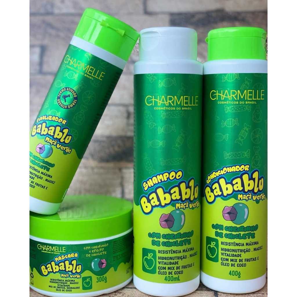 10 Caixas Kit Capilar Charmelle Babablu Maça Verde (4 Itens) | Shopee ...