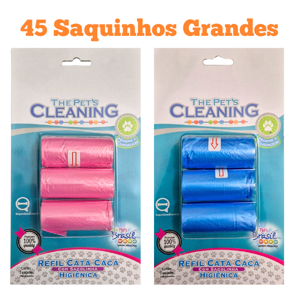 Refil Cata Caca 45 Saquinhos Tamanho Grande Cães e Gatos | Shopee Brasil