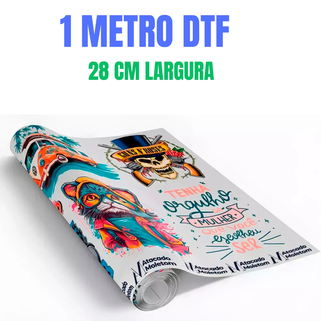 DTF Impressão XP600 Qualidade Para Estamparia Blusas Qualquer Tecido 1 METRO por 28 CM Envio 24h ...