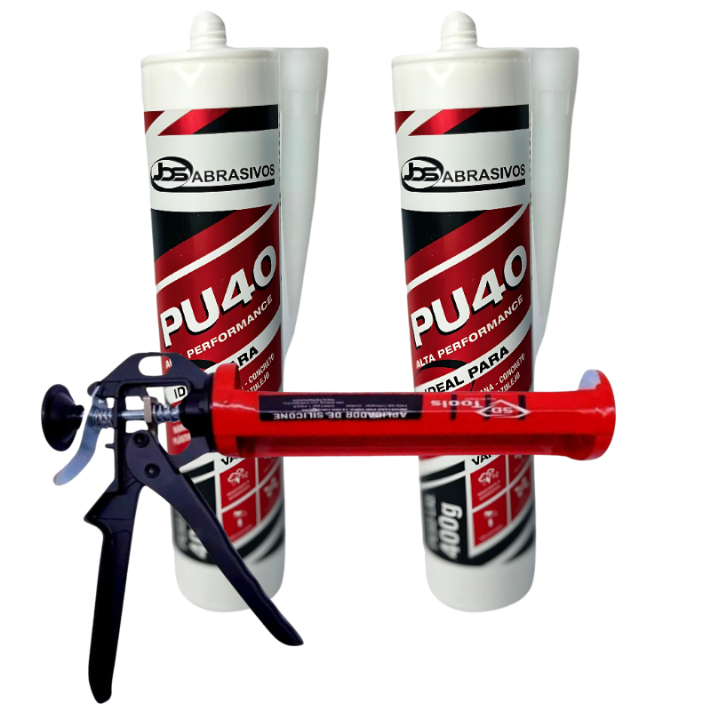 Kit 2 Pu 40 EXTRA FORTE Cola Selante 400g Com Aplicador Pistola JDS Adesivo Cinza Preto Branco ...