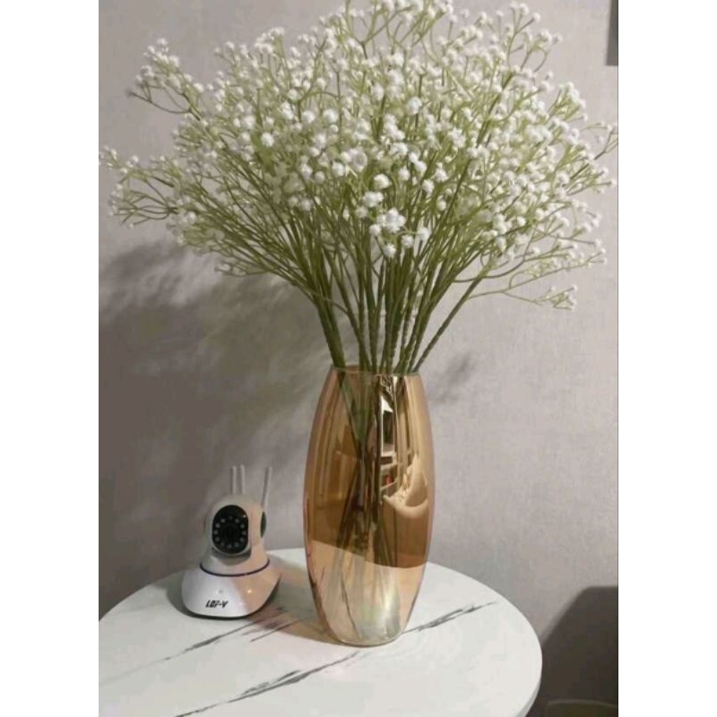 Vaso para flores de vidro âmbar 30cm designer boleado moderno | Shopee ...