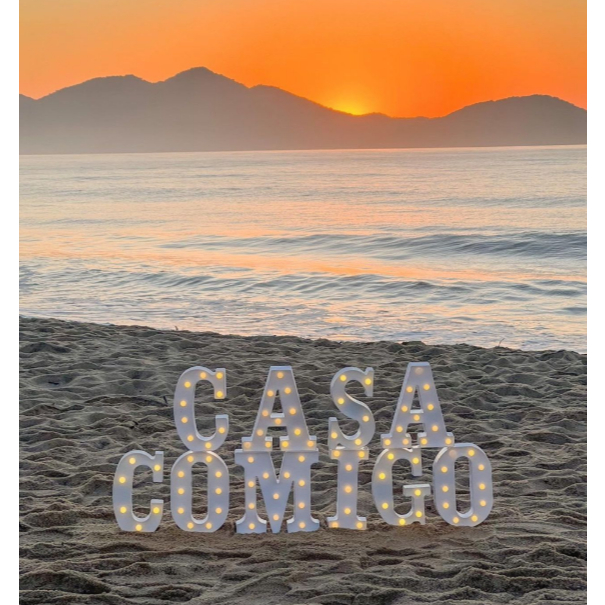 KIT 10/12 Letra Led Luminária 3D FORMANDO DE FRASE CASA COMIGO E NAMORA ...