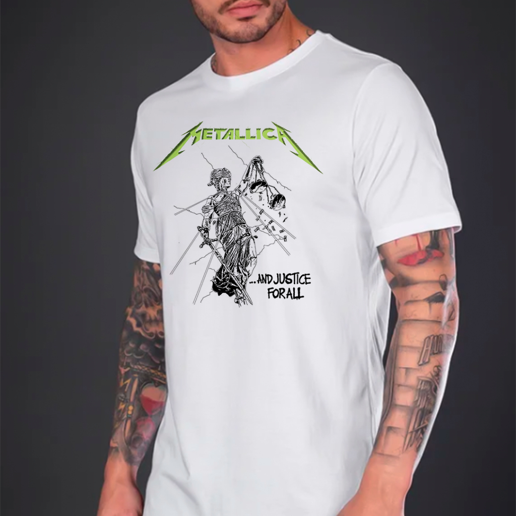 Camiseta banda Metallica and justice for all 100% algodão | Shopee Brasil