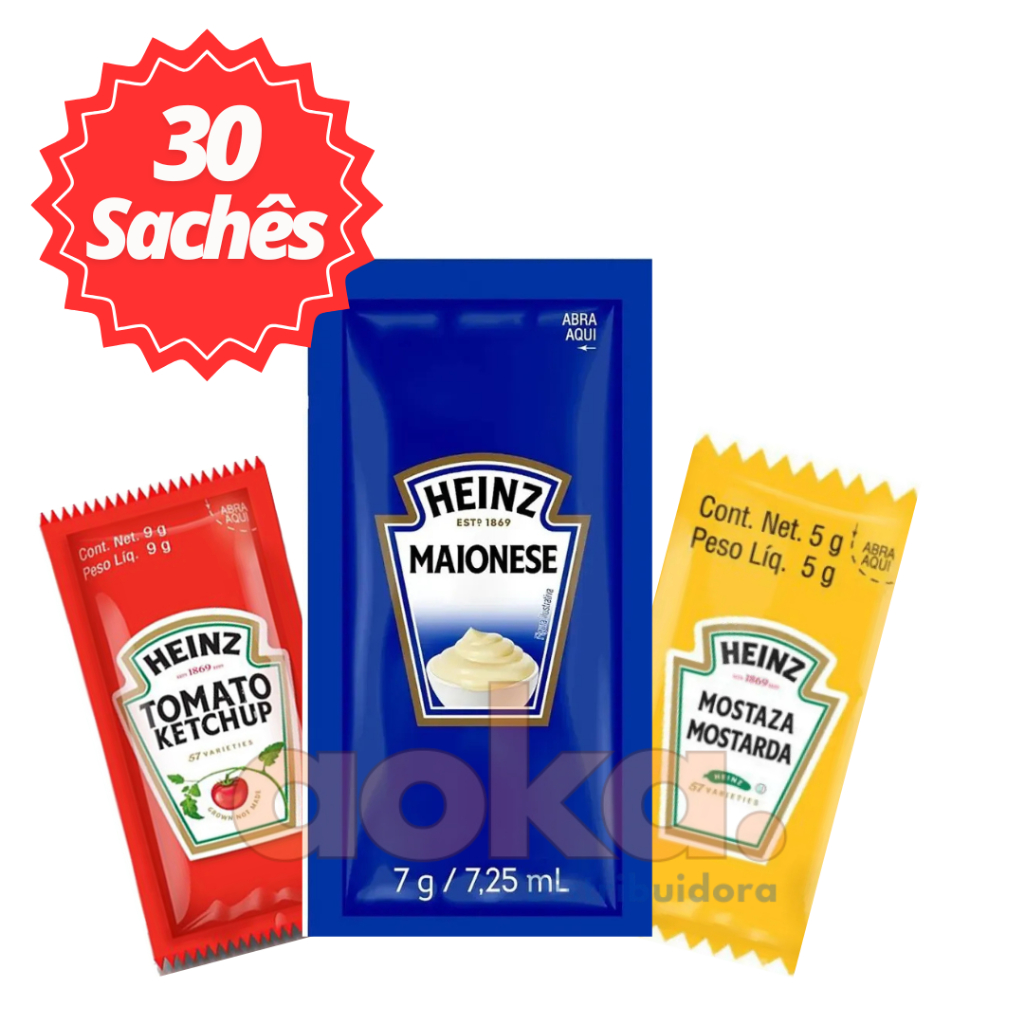 Maionese Mostarda e Ketchup Heinz Combo 30 Sachês | Shopee Brasil