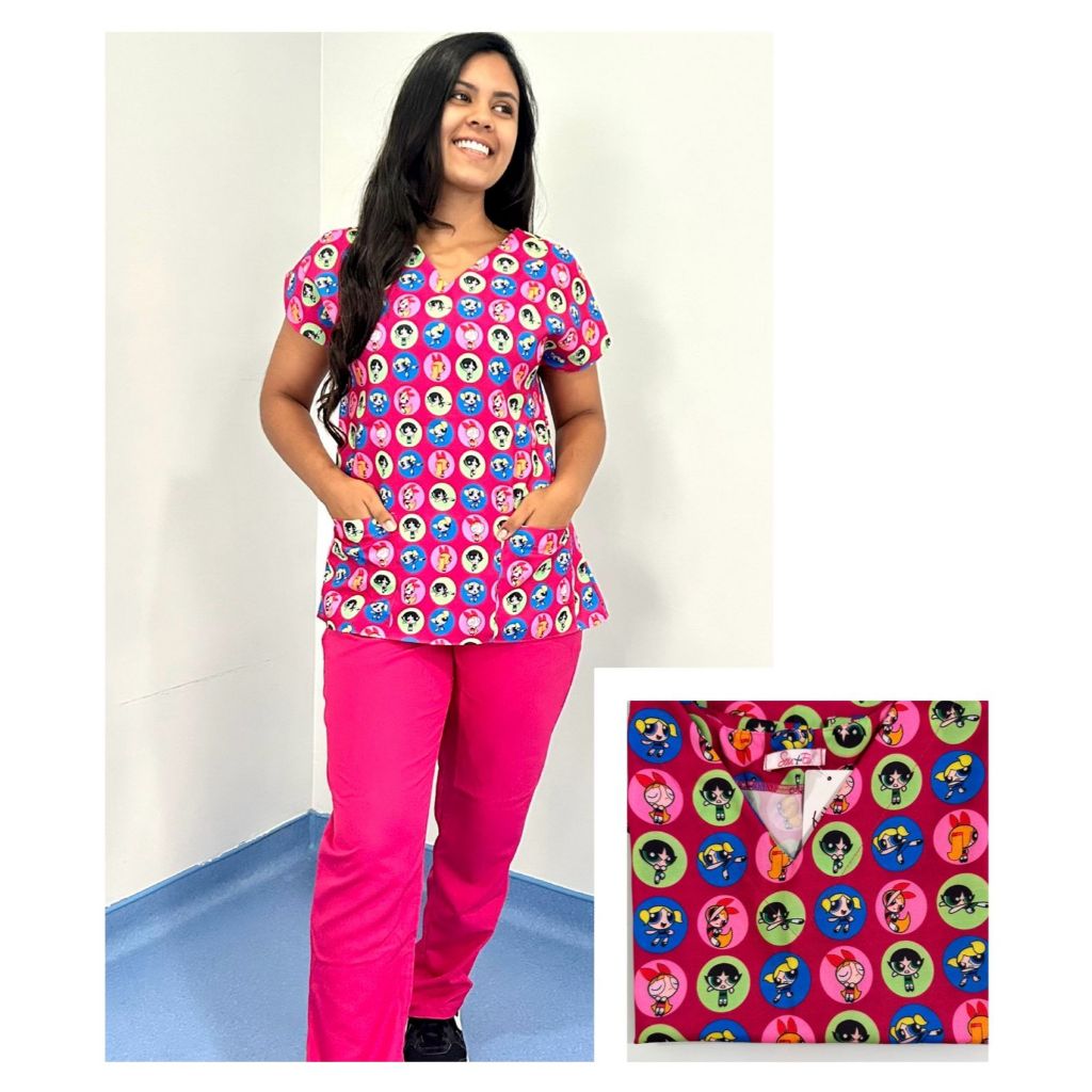 Conjunto Estampado Scrub Pijama Cirúrgico Enfermagem Pediatria Farda ...