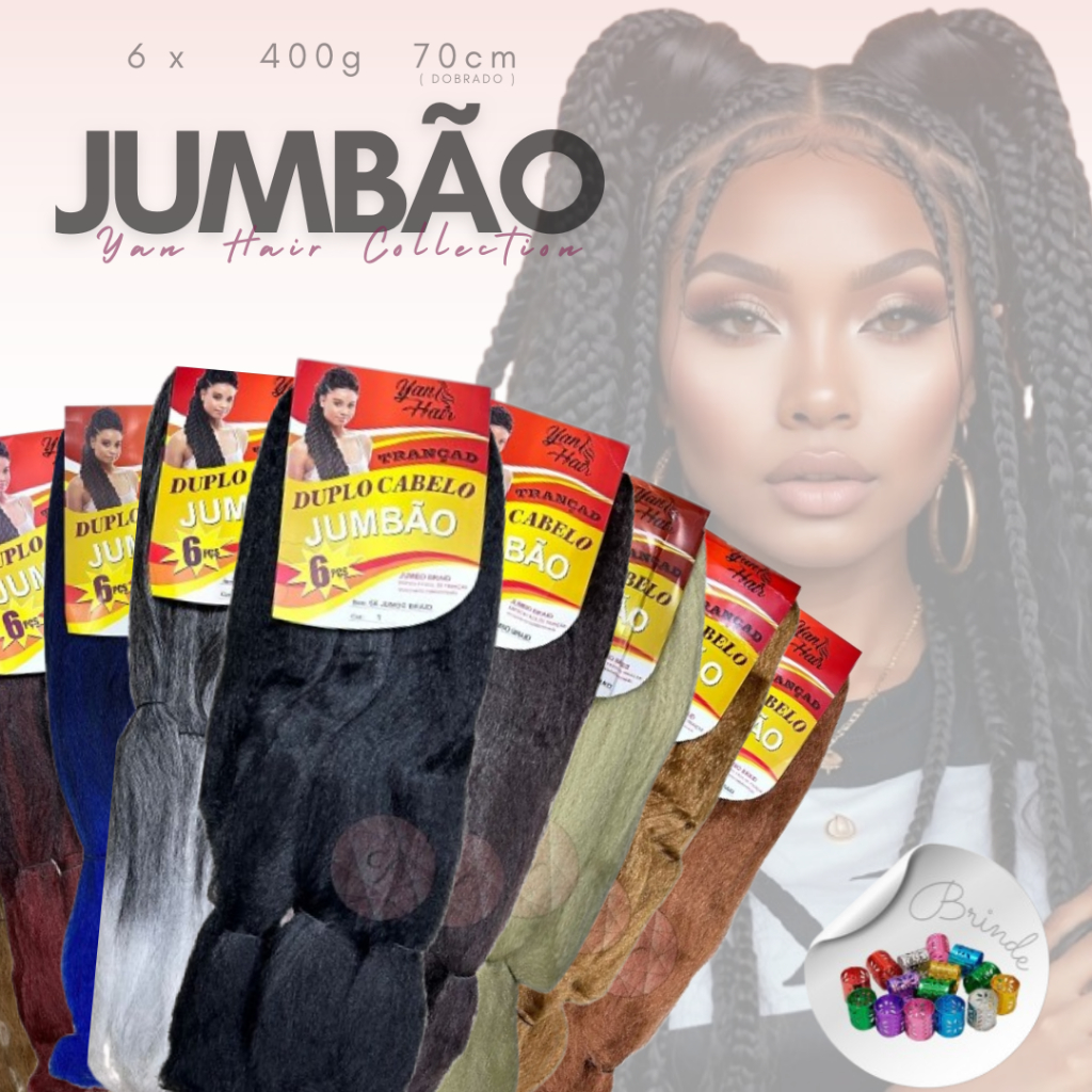Jumbão Super 400gr Coloridos 70cm Kanekalon Tranças Box Braid | Shopee ...