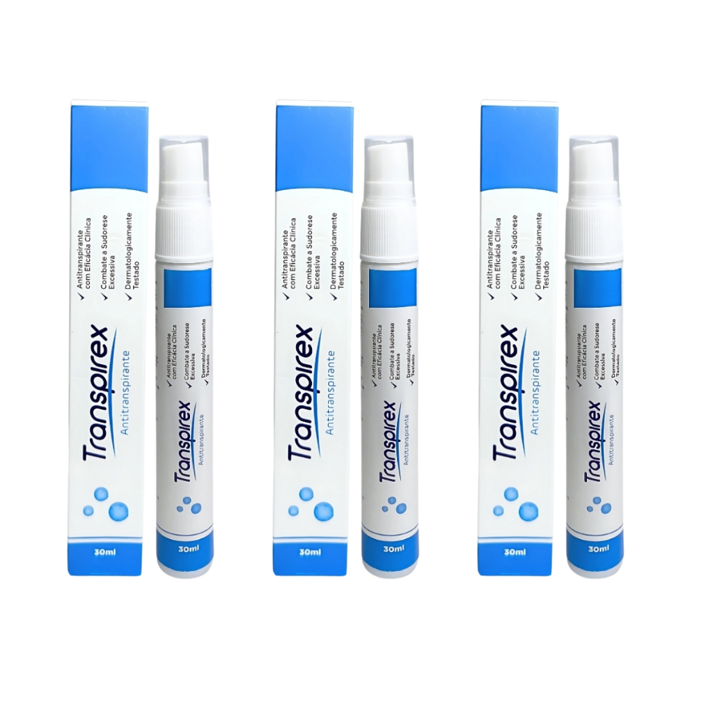 Kit 03 Unidades Transpirex Desodorante 30ml Antitranspirante Inodor ...