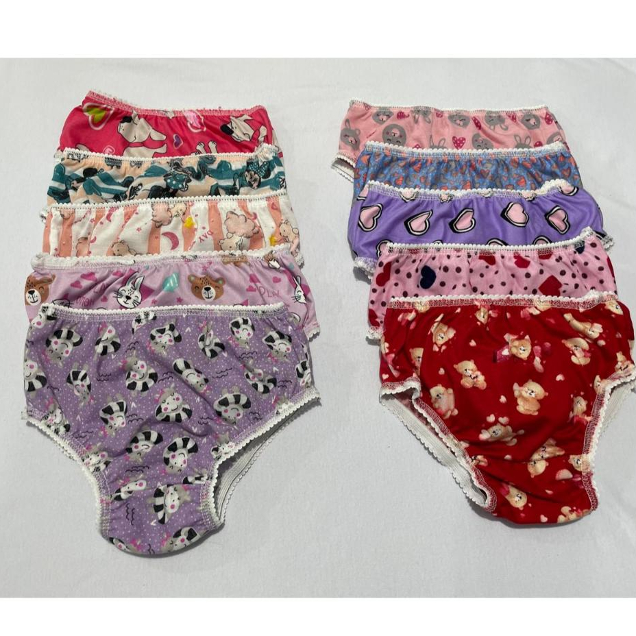 Calcinha Infantil Kit 10 Un Calcinhas Infantil Estampadas e Lisas ...