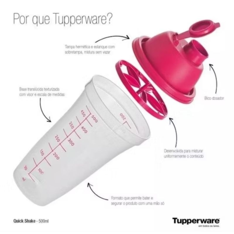 Quick Shake ou Quick Dispenser 600ml (Casa e Academia) Tupperware 500 ...