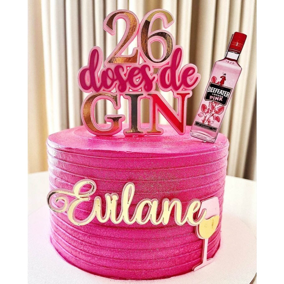 Topo de bolo Gin - Topper Gin - Topo de bolo Drink | Shopee Brasil