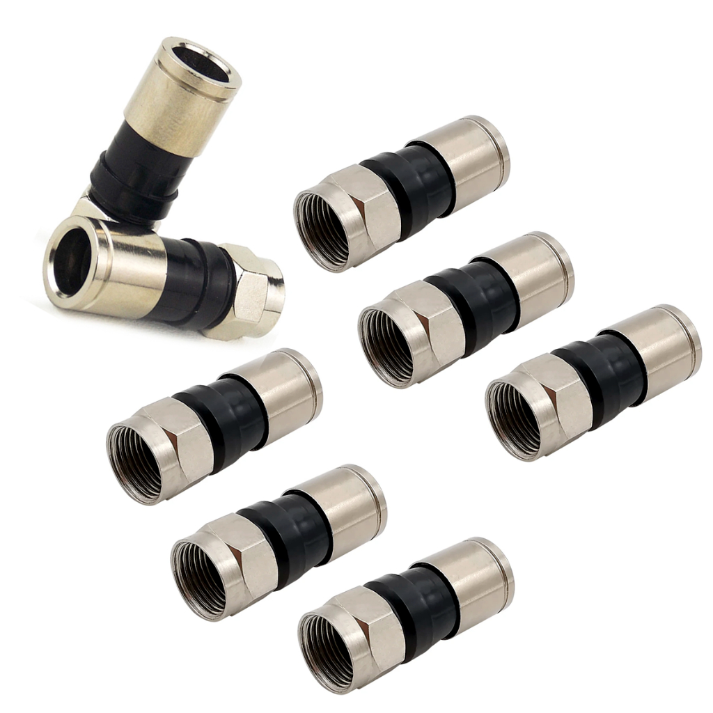 200 Conector Rg6 de Crimpar para Cabo coaxial - Preto - Crimpagem ...