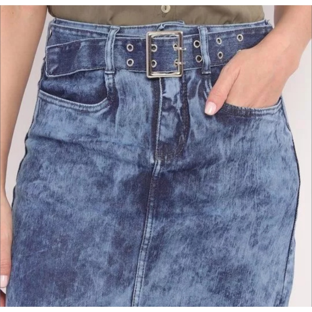 Saia Jeans Curta Azul Morena Rosa-Tam 40 | Shopee Brasil
