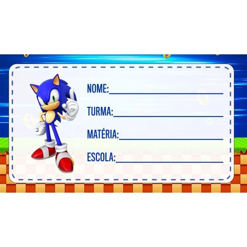 20 ETIQUETAS ESCOLAR SONIC 2025 KIT COM 20 ADESIVOS ESCOLAR DO SONIC ...