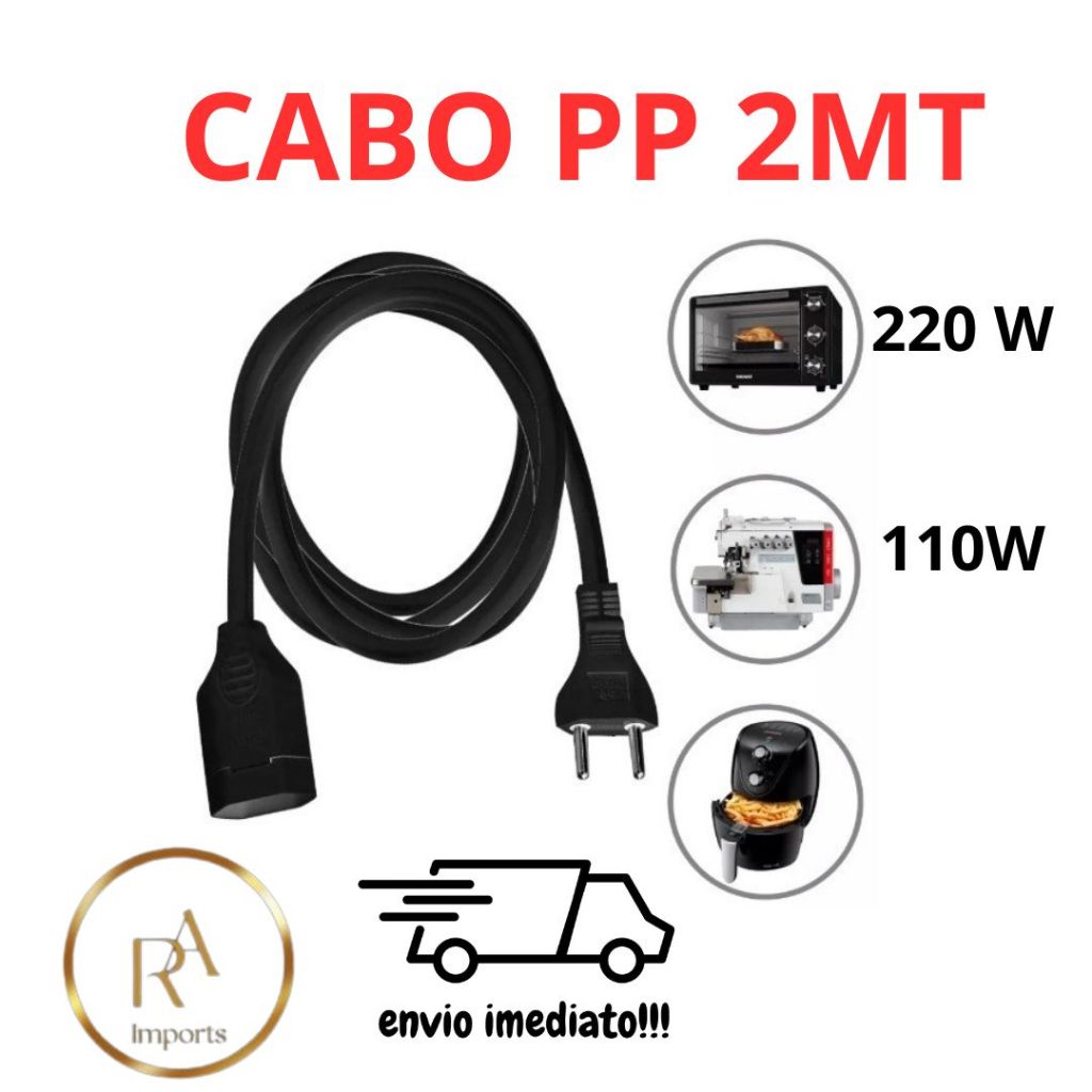 Extensão Cabo PP Cordão Prolongador Preto 1,5m 20a 3 Pinos | Shopee Brasil