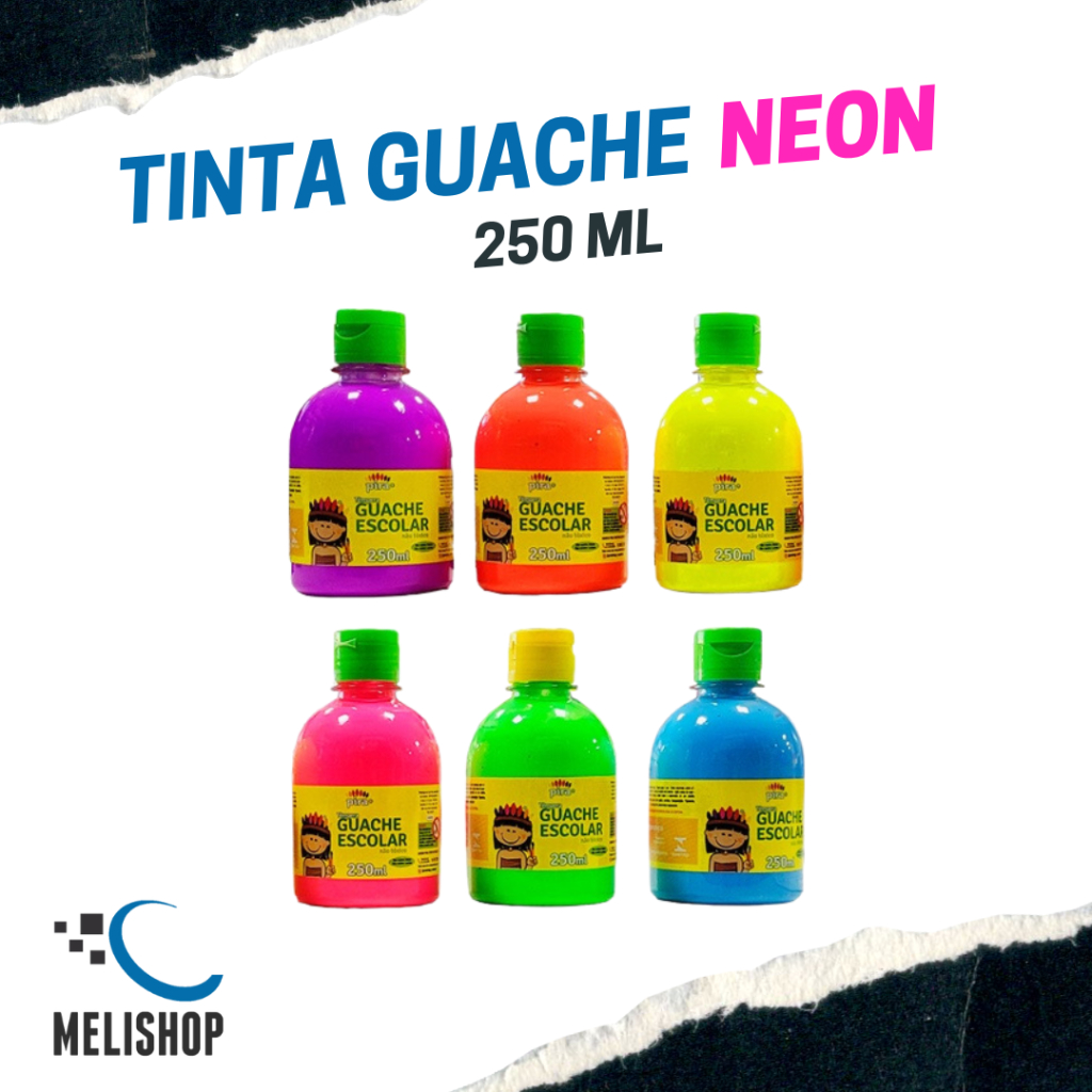 Tinta Guache Neon 250ml Piratininga Escolha a Cor | Shopee Brasil