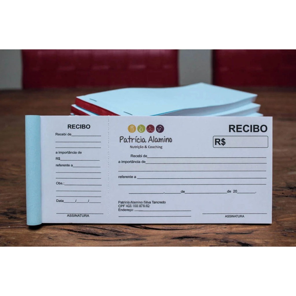03 Blocos Recibo Com Canhoto personalizado 9x20cm com 50 folhas cada | Shopee Brasil