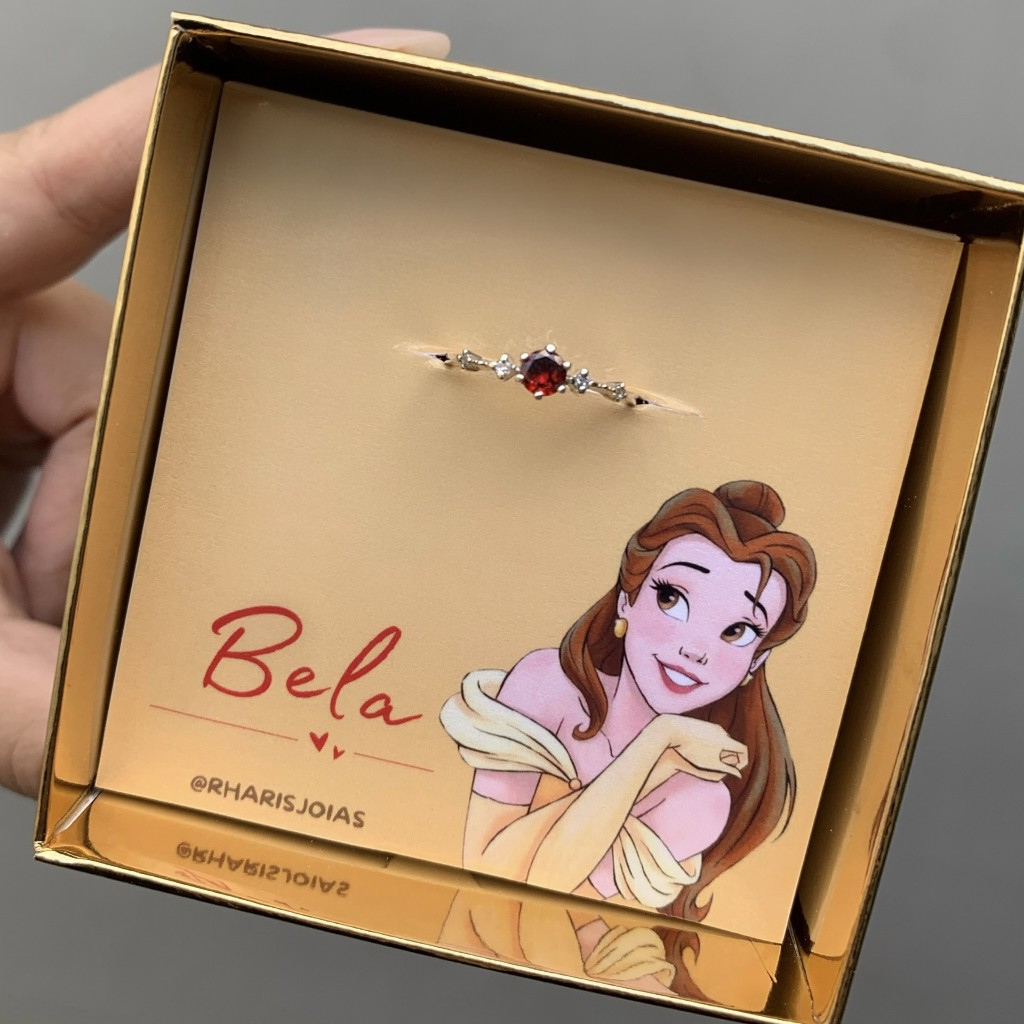 Anel Princesas (Bela, Bela e a Fera) Prata 925 | Shopee Brasil