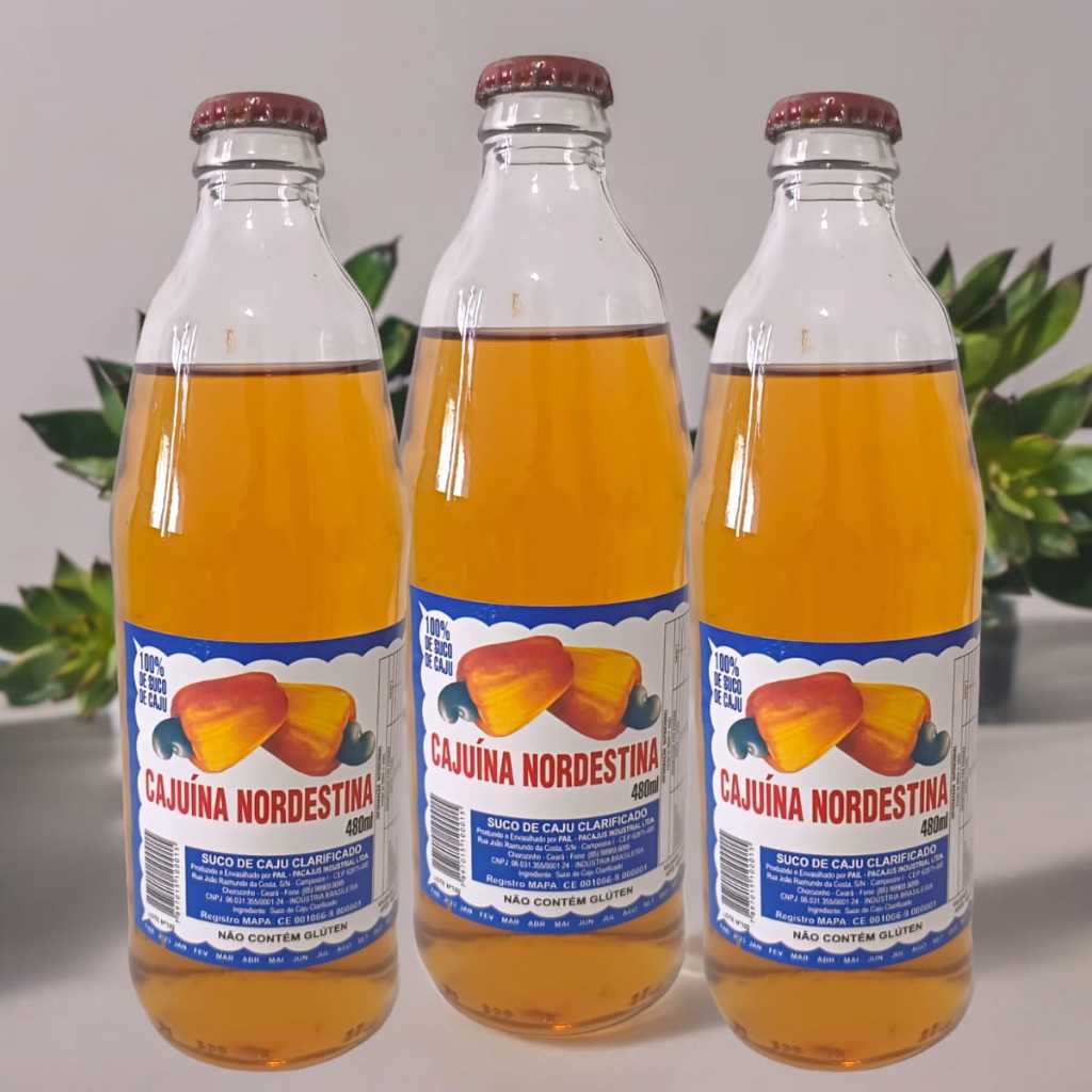3 Cajuínas Nordestina 480ml. 100% Suco Natural de caju. | Shopee Brasil