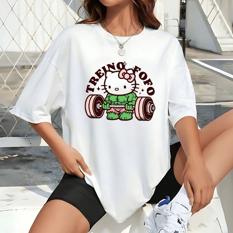 Camiseta Feminina Hello Kitty Maromba Academia / Camisa Para Treino ...