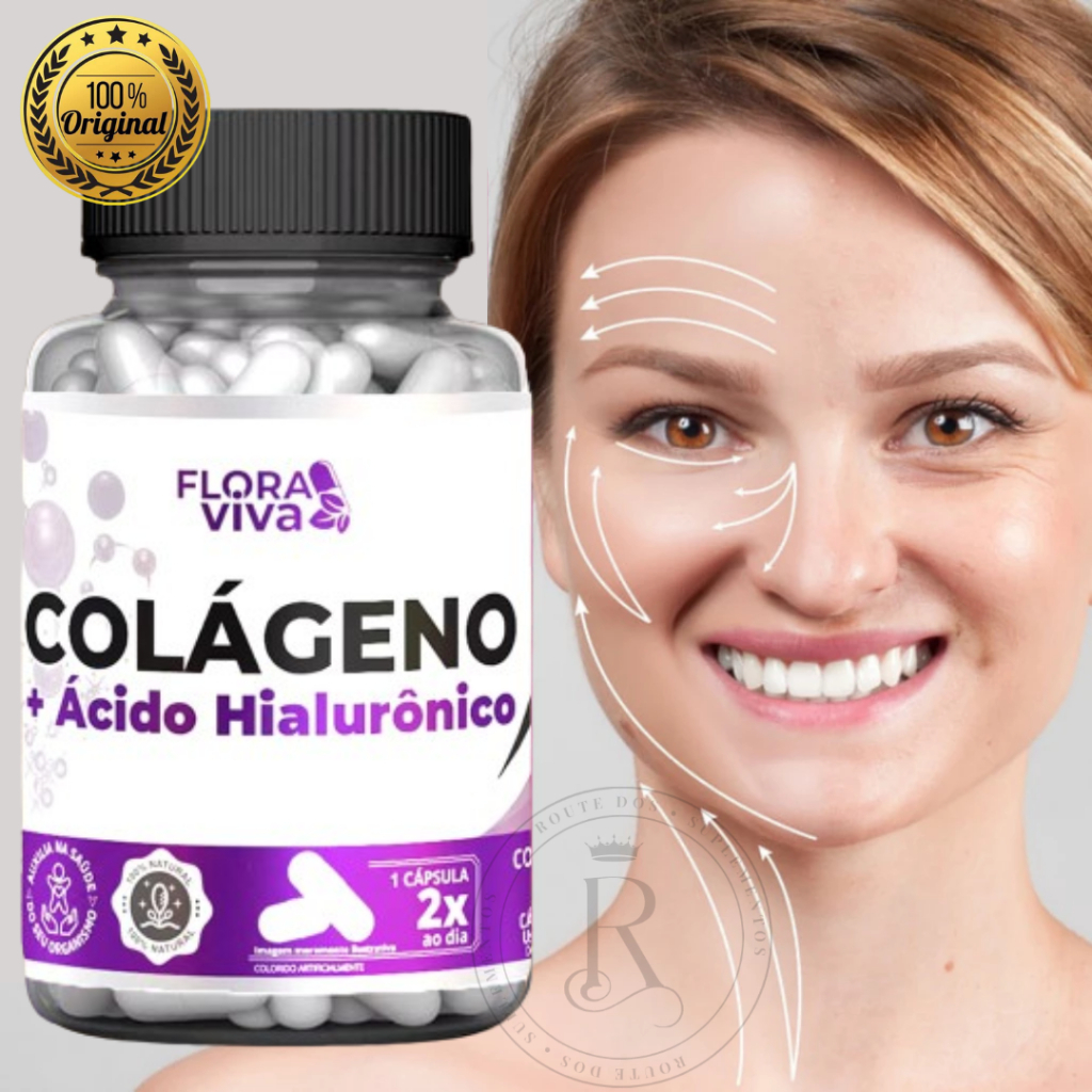 Colágeno Com Ácido Hialurônico Mais firmeza e elasticidade da pele 500mg - Flora Viva | Shopee ...