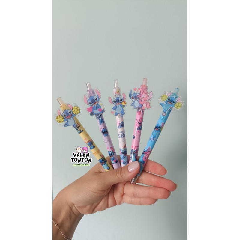 Kit com 3 Canetas Stitch Esferográfica - Caneta Fofa Kawaii Angel Lilo ...