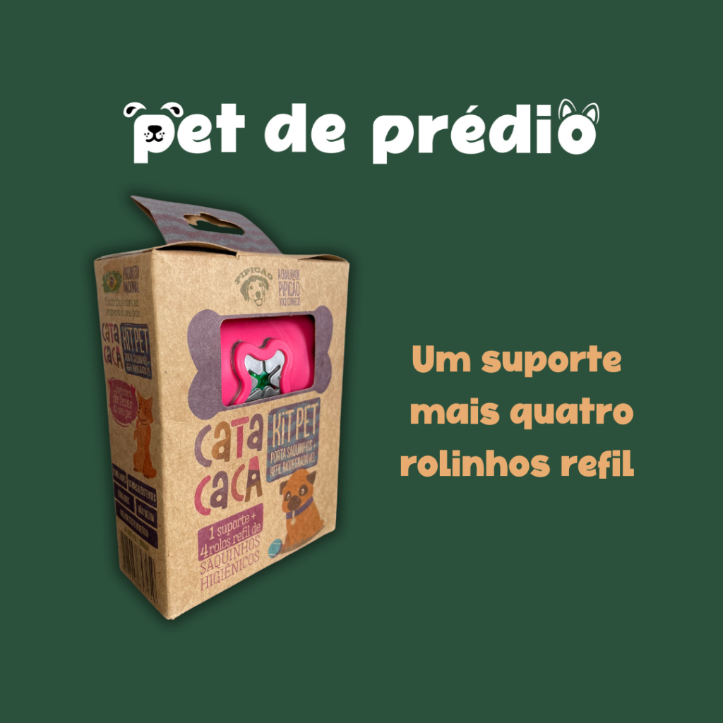 Cata Caca Kit Pet Cor Rosa | Porta saquinhos + Refil Biodegradável ...