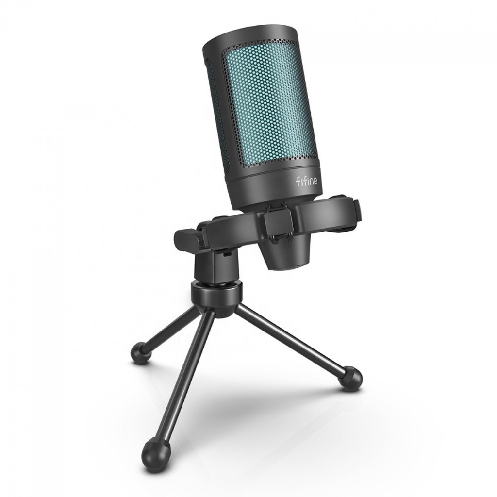 FIFINE Ampligame A2 - Microfone USB RGB, Mute Touch, com Tripé para PC, PS4, PS5 - Preto ...
