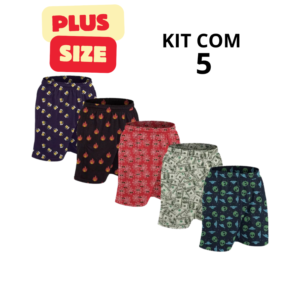 KIT COM 5 SAMBA CANÇÃO PLUS SIZE ADULTO MASCULINO | Shopee Brasil