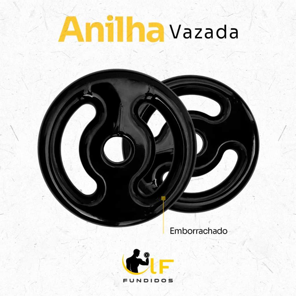 Anilha Vazada Emborrachada 5kg P/ Barras e Musculação LFFundidos ...