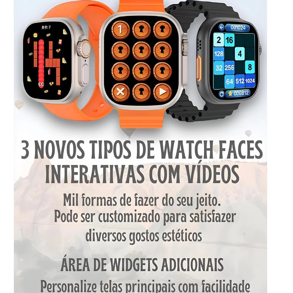 Smartwatch K9 Ultra 2 Série 9 Relogio Inteligente Duas Pulseiras 49mm ...