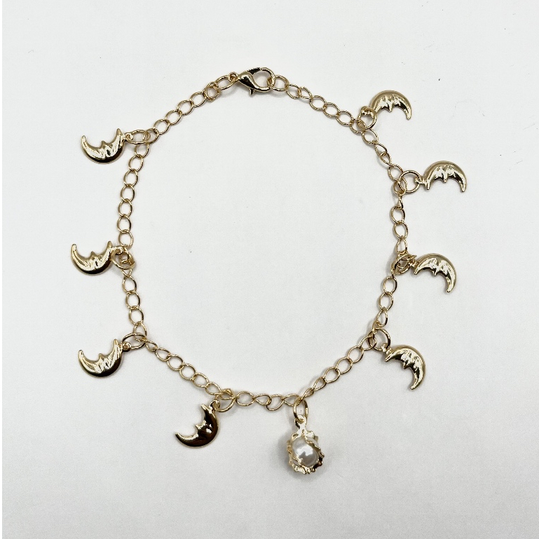 Pulseira Lua e Pérola Dourada | Shopee Brasil