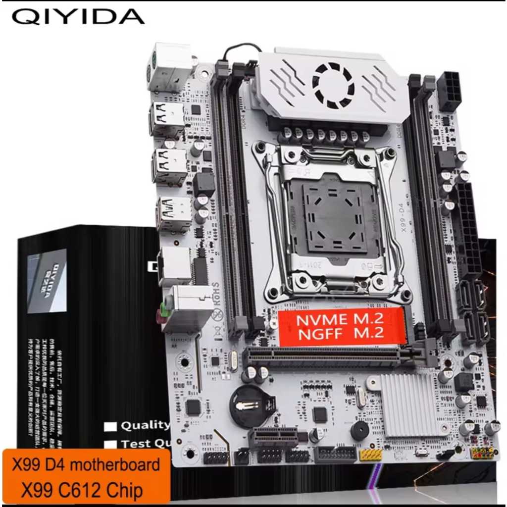 Placa Mãe QIYIDA X99 D4 Slot M.2, Suporte X99 C612Chip, Memória DDR4, SATA 3.0, USB 3.0, PCI16X ...