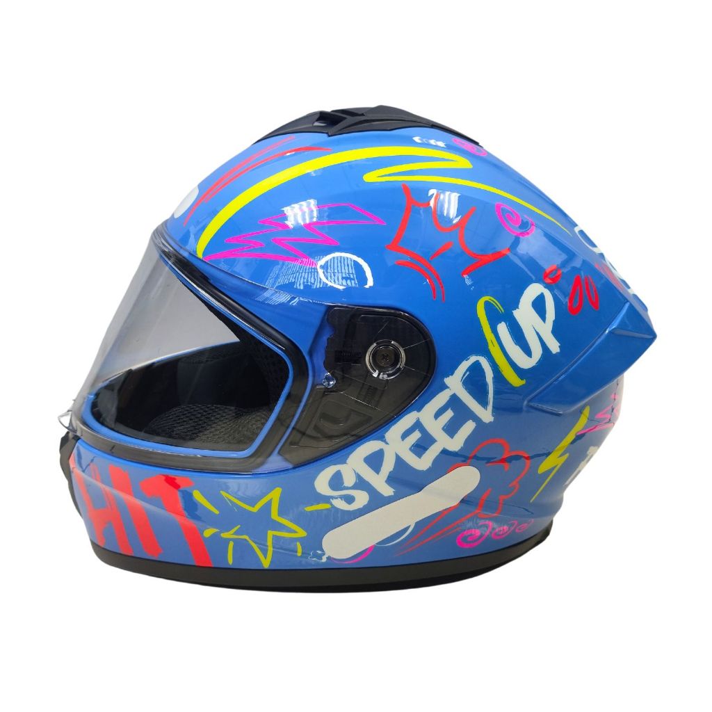 Capacete Race Tech Hit Faster Azul Amarelo Motociclista Blue Yellow ...