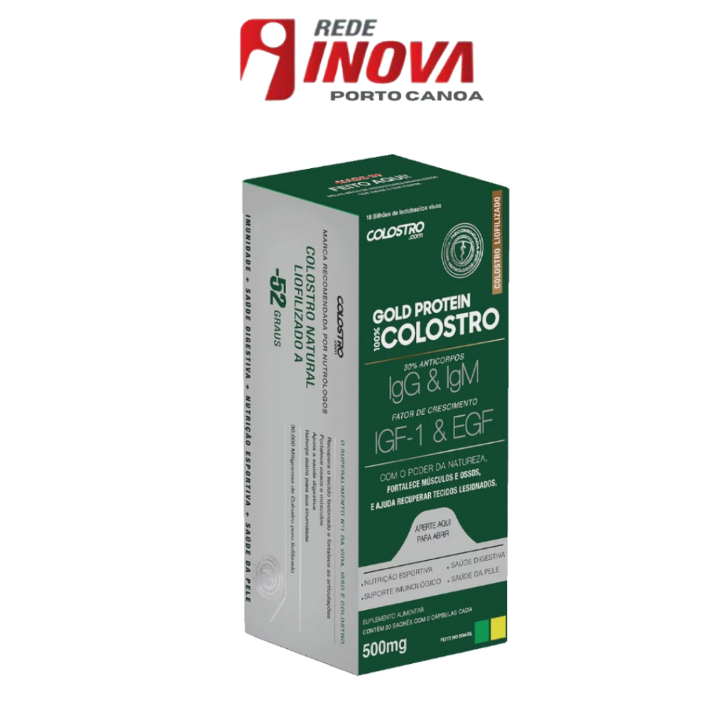 Colostro Bovino Gold Protein 100% . cotem 30 saches com 2 capsulas cada ...